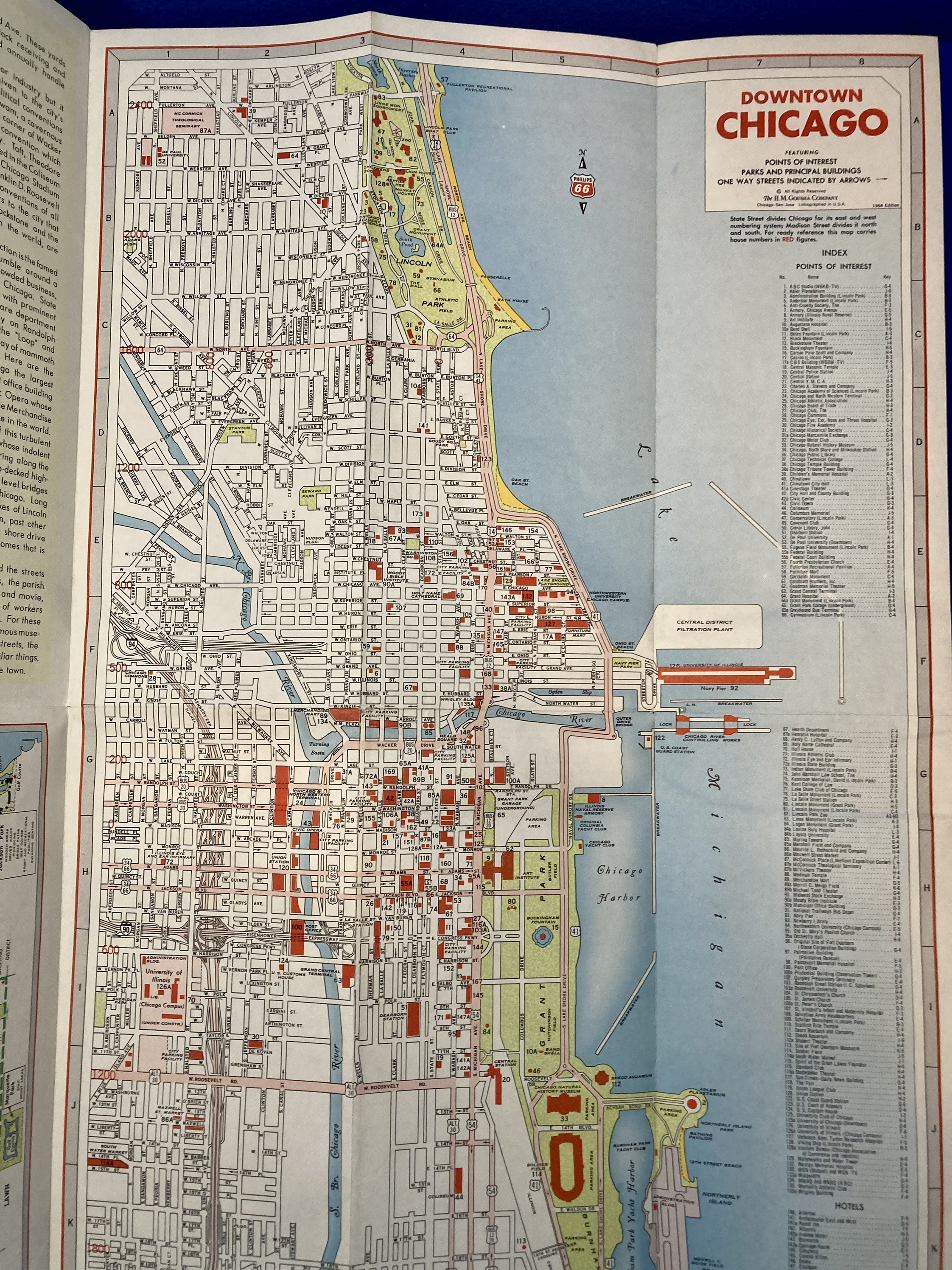 1964 Vintage Chicago Road Map From Phillips 66 | Etsy