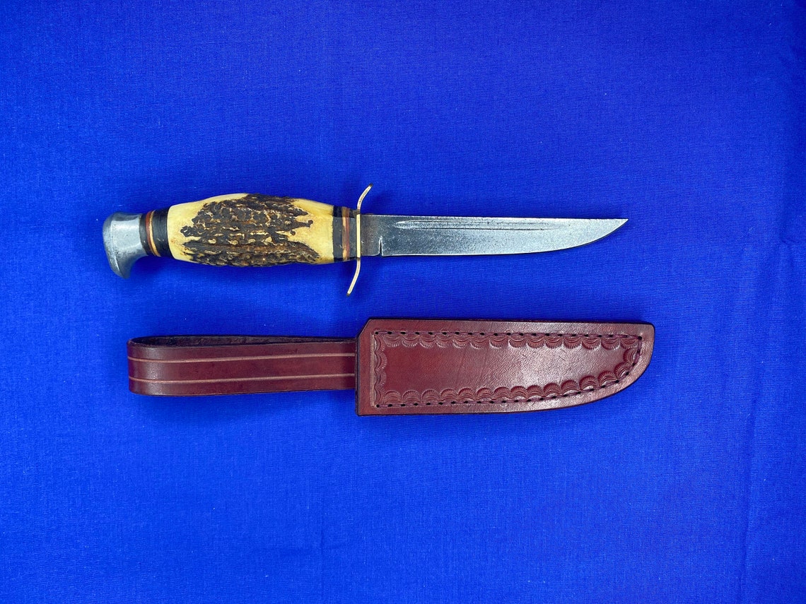 Vintage German Fixed Blade Knife With Handmade Leather Sheath - Etsy