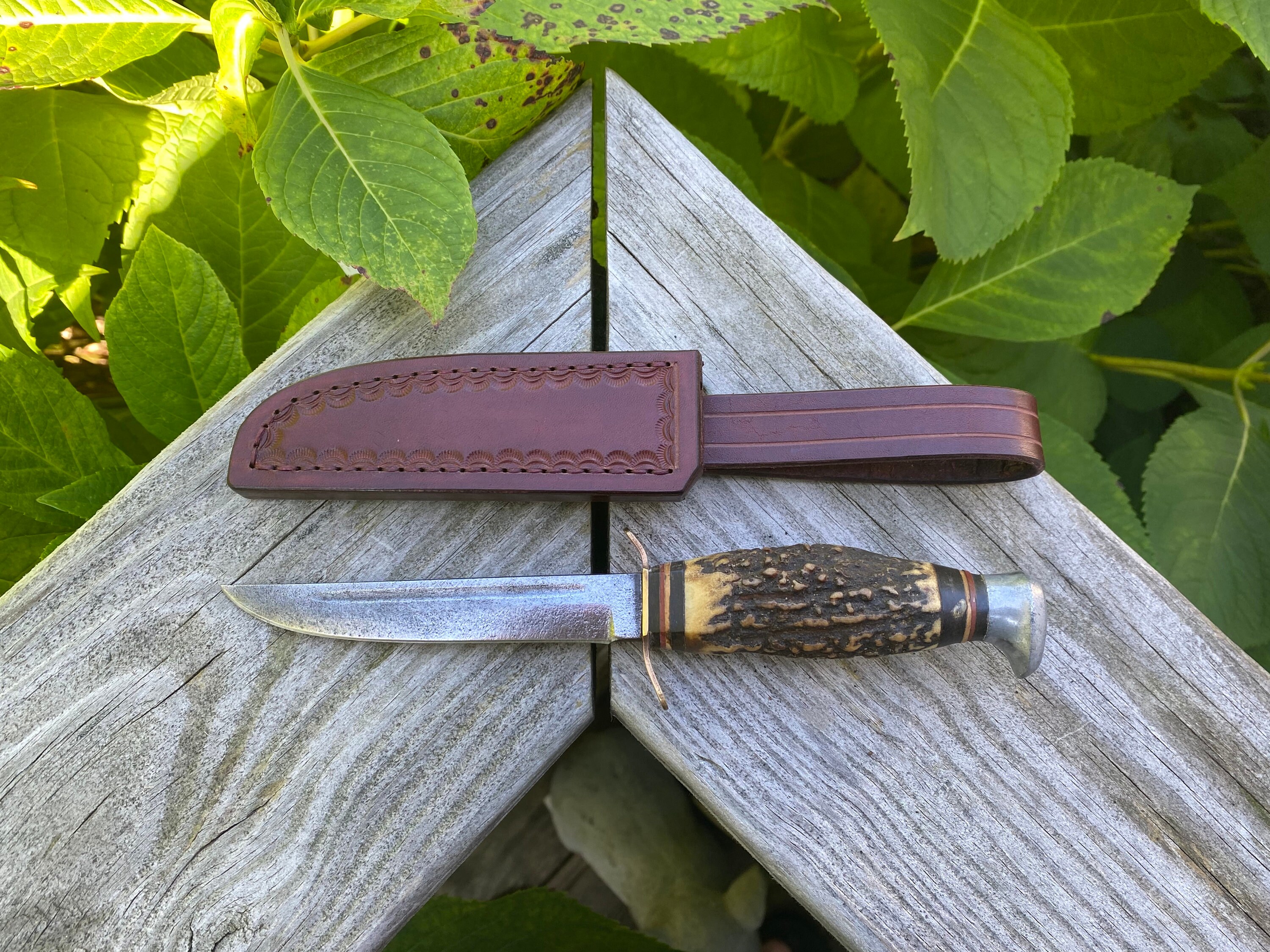 Vintage German Fixed Blade Knife With Handmade Leather Sheath - Etsy