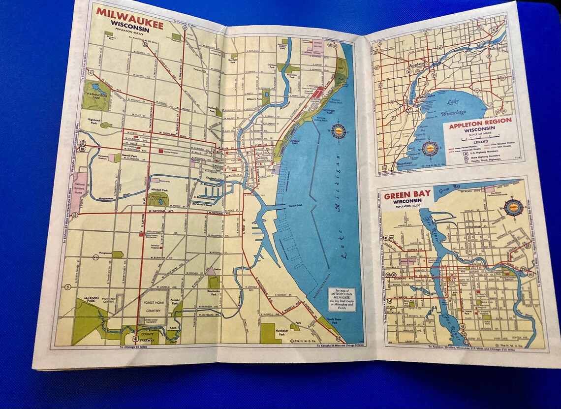 Vintage Wisconsin Road Map 1940 - Etsy