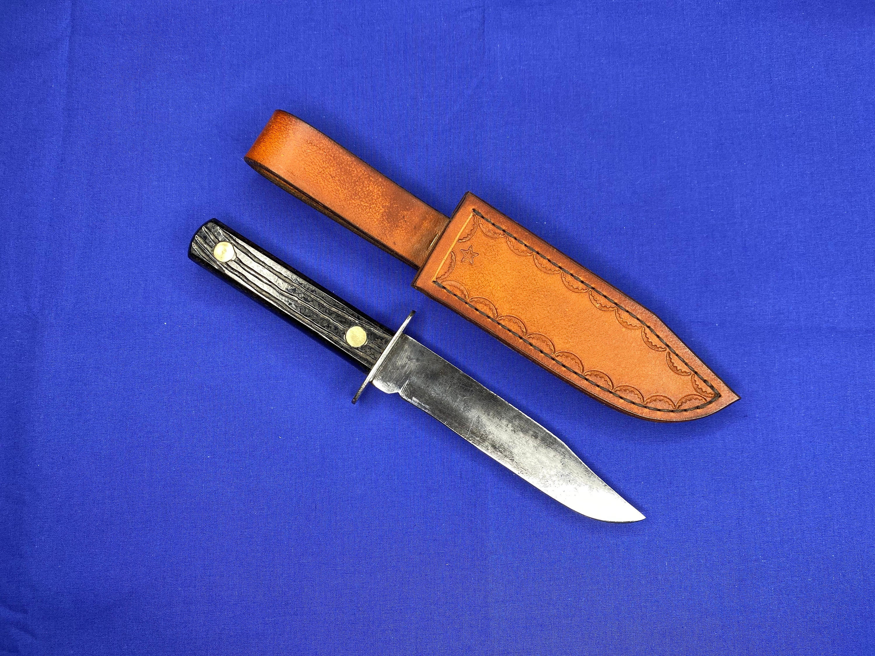 Vintage Fixed Blade Knife with Handmade Leather Sheath - Etsy.de