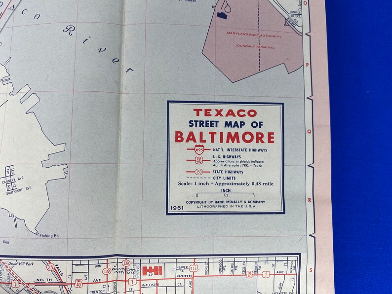 Vintage Texaco Chesapeake Bay Area Baltimore Map 1961 - Etsy