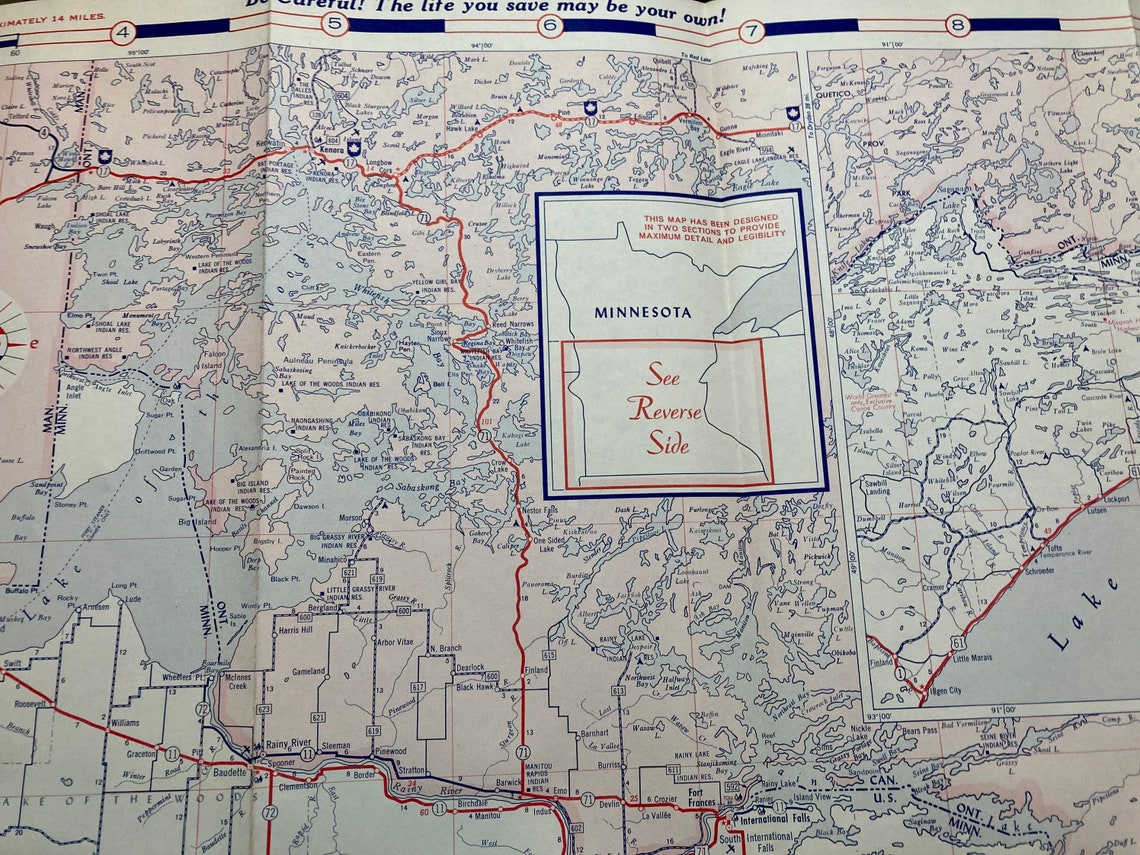 Vintage Minnesota Road Map 1957 - Etsy