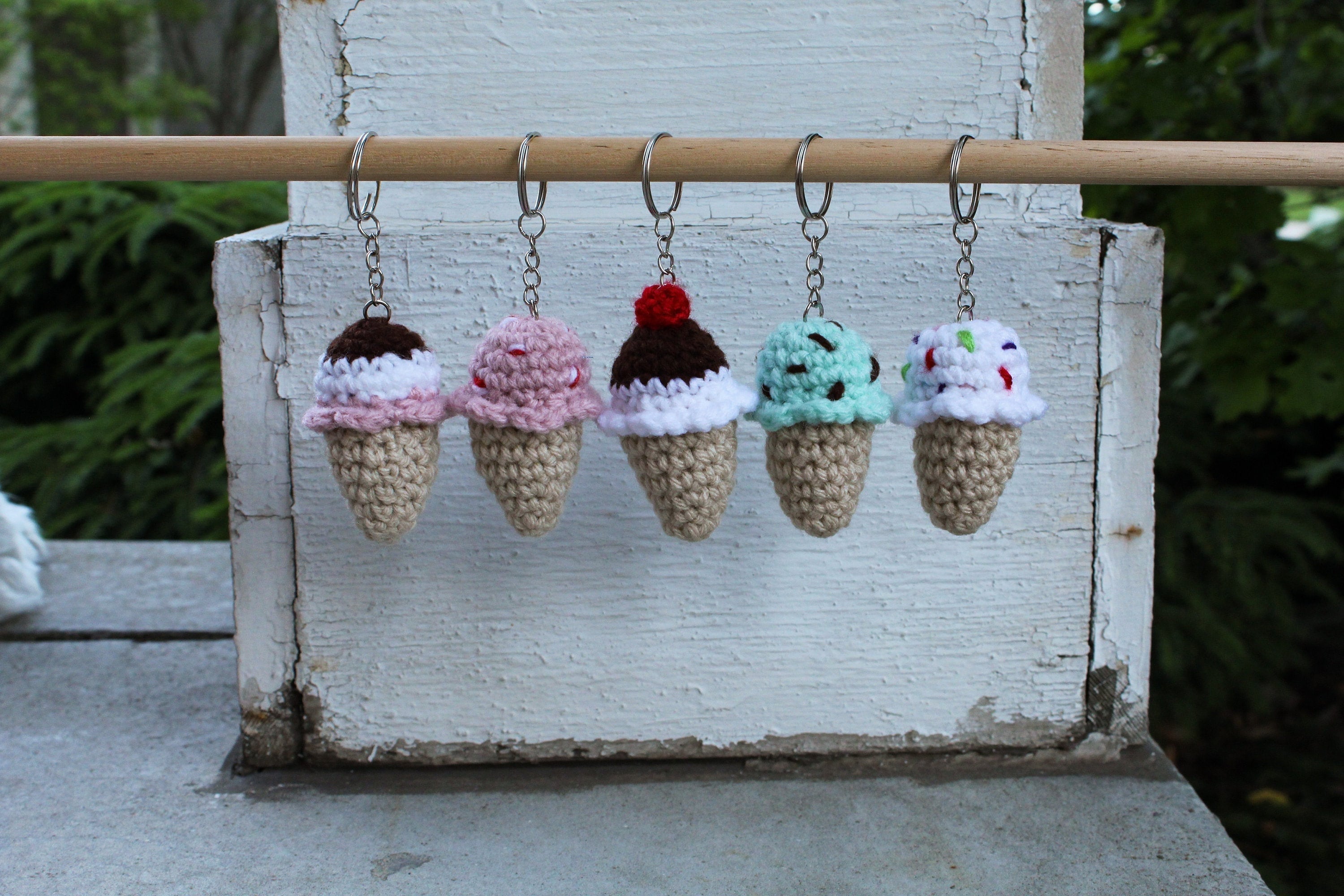 Crochet Ice Cream Cone Keychains, Cute, Gift - Etsy