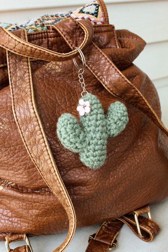 Crochet Cactus Keychain Cute Handmade - Etsy