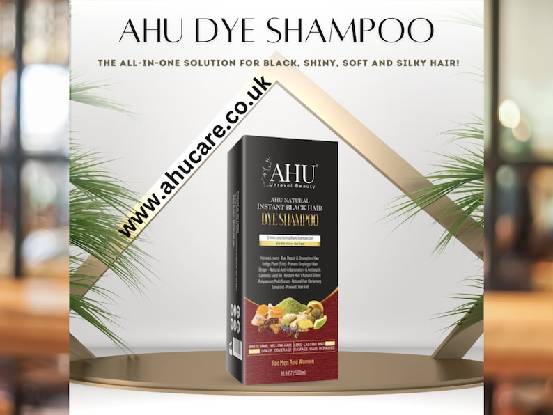 AHU Natural Instant Black Hair Dye Shampoo - Etsy