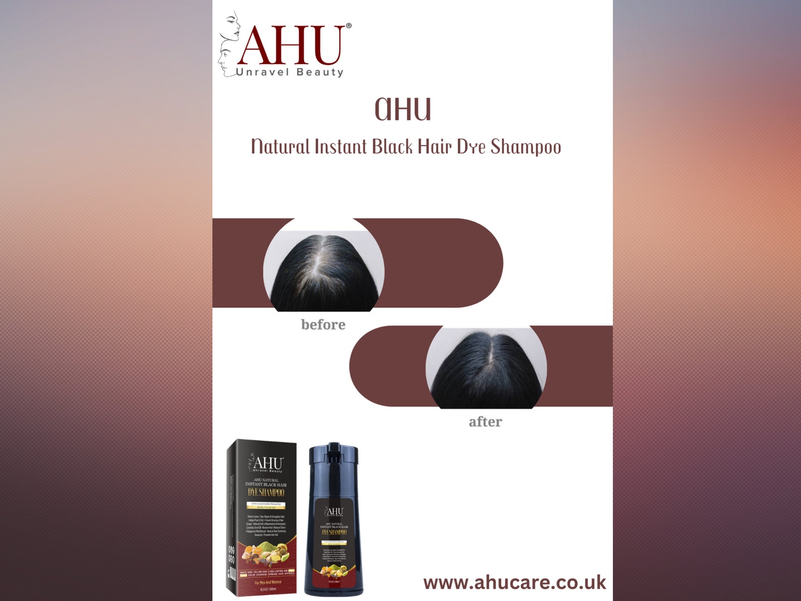 AHU Natural Instant Black Hair Dye Shampoo - Etsy