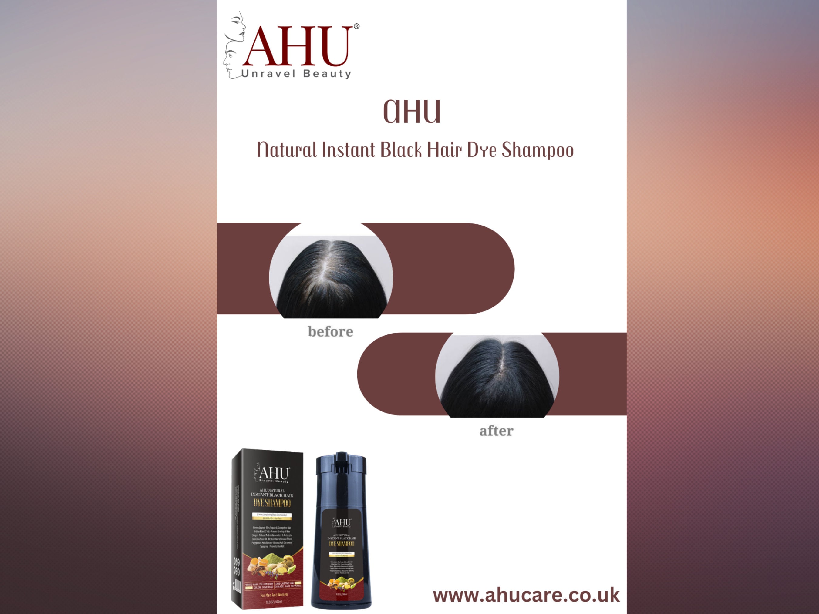 AHU Natural Instant Black Hair Dye Shampoo - Etsy