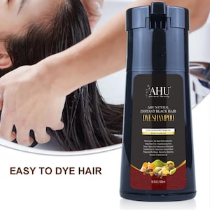 AHU Natural Instant Black Hair Dye Shampoo - Etsy