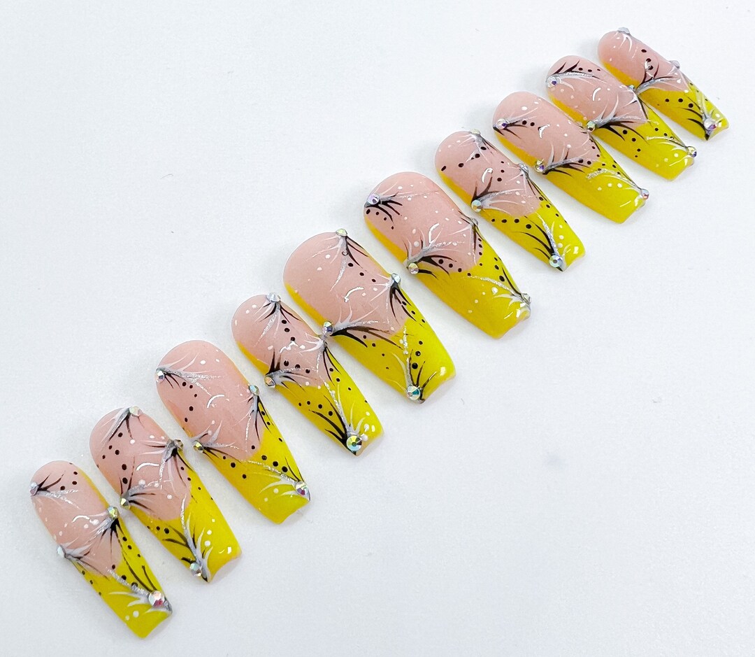 90s Nails French Tip Nails 90s Nail Art Bling Nails Press on Nails Fake ...