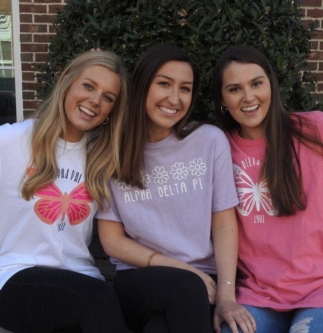 CUSTOM Sorority Flower T-shirt - ADPI Alpha Phi Kappa Delta Zeta Chi ...