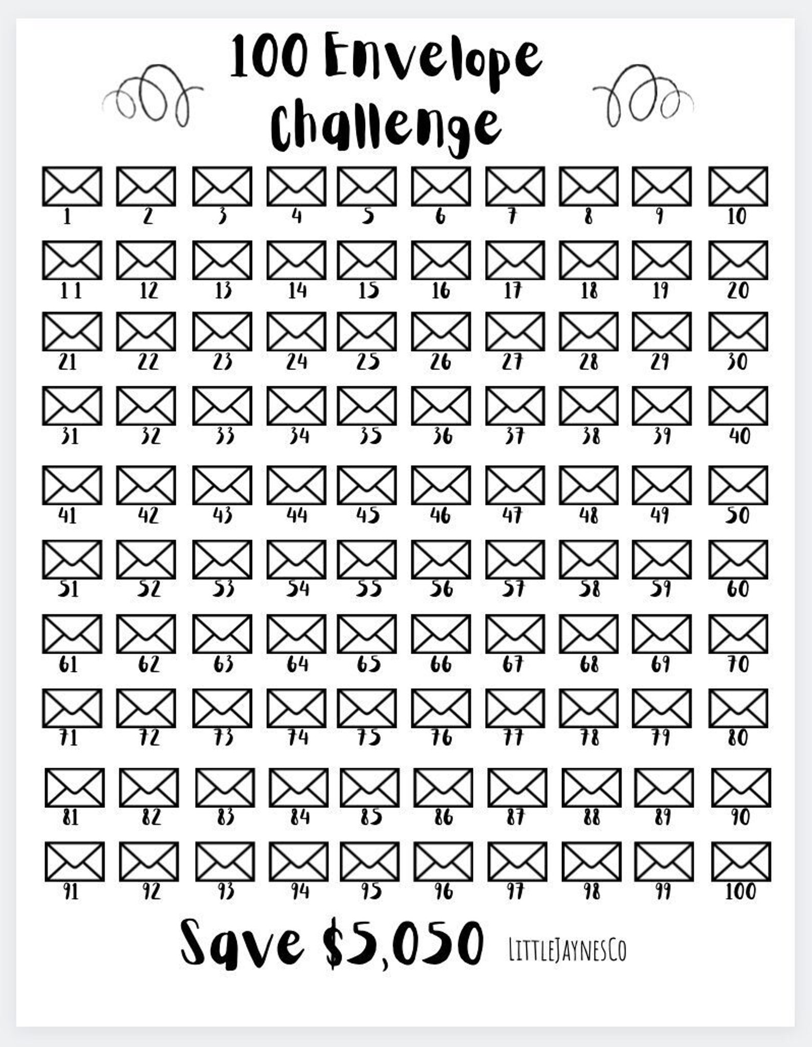 Printable 100 Envelope Challenge 2022 Savings Goal Money Challenge