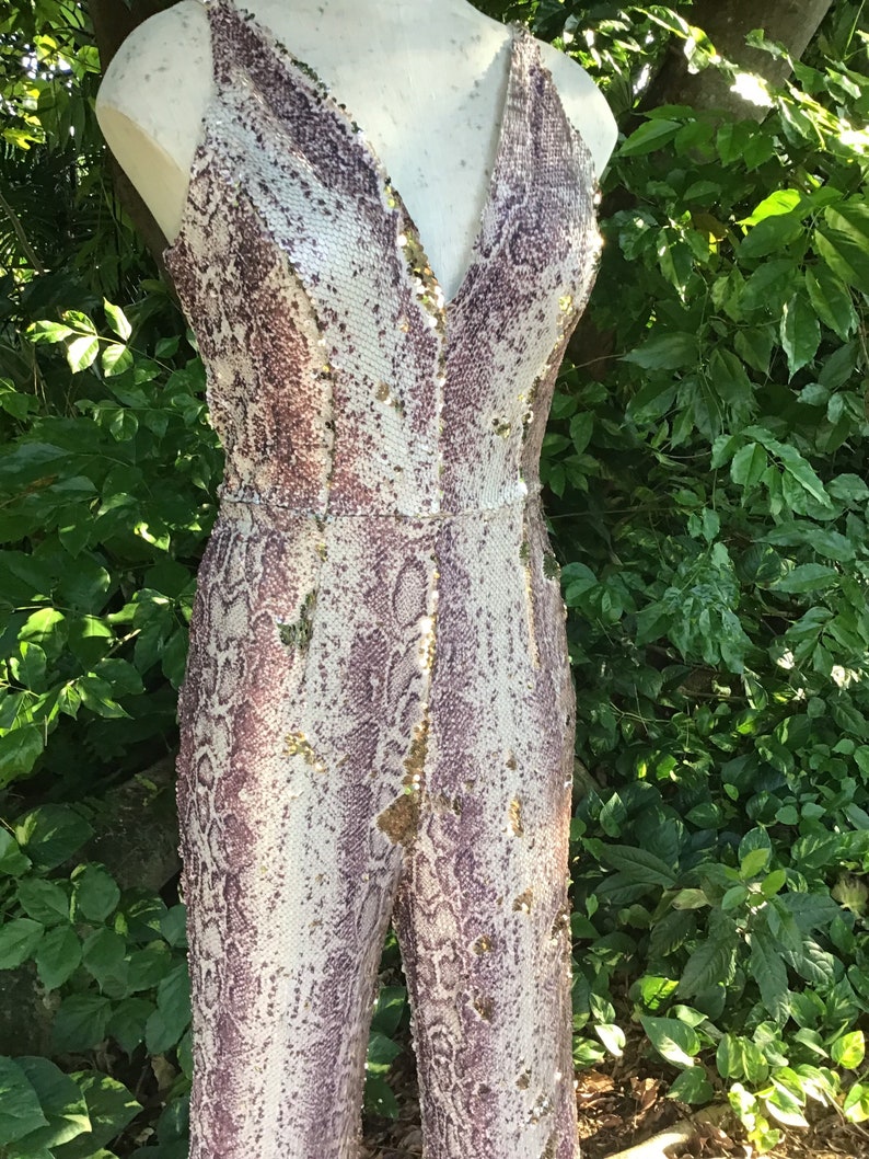 Vintage Jumpsuit With Sequins and Snake Motif - Etsy