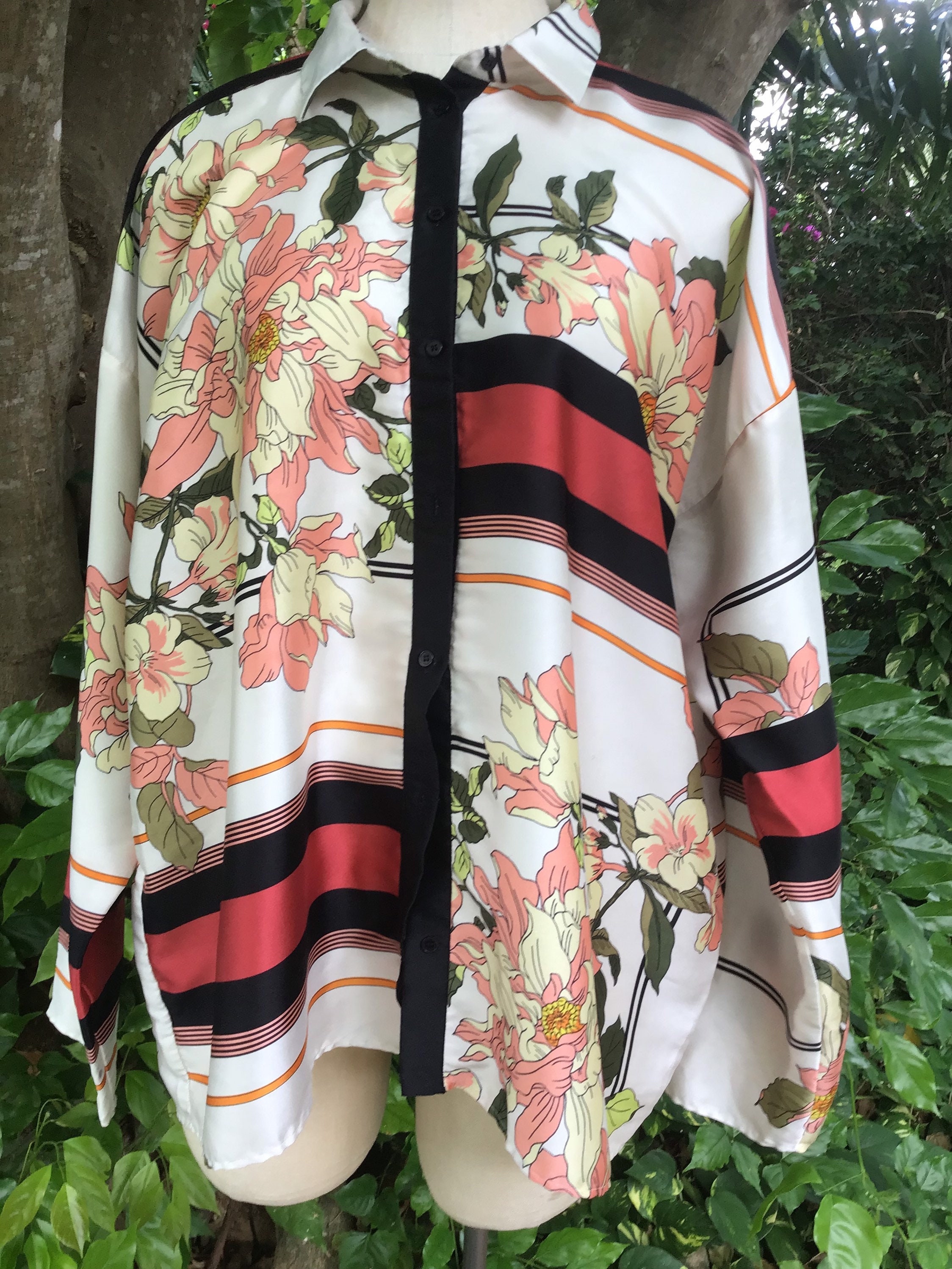 Vintage Zara Patterned Shirt - Etsy