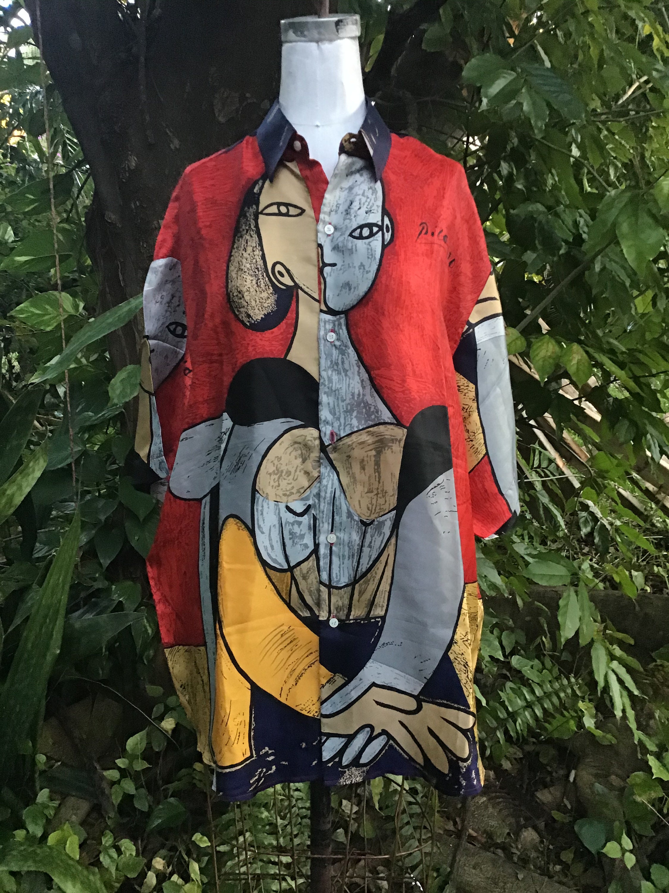 Pablo Picasso Print Silk Shirt - Etsy