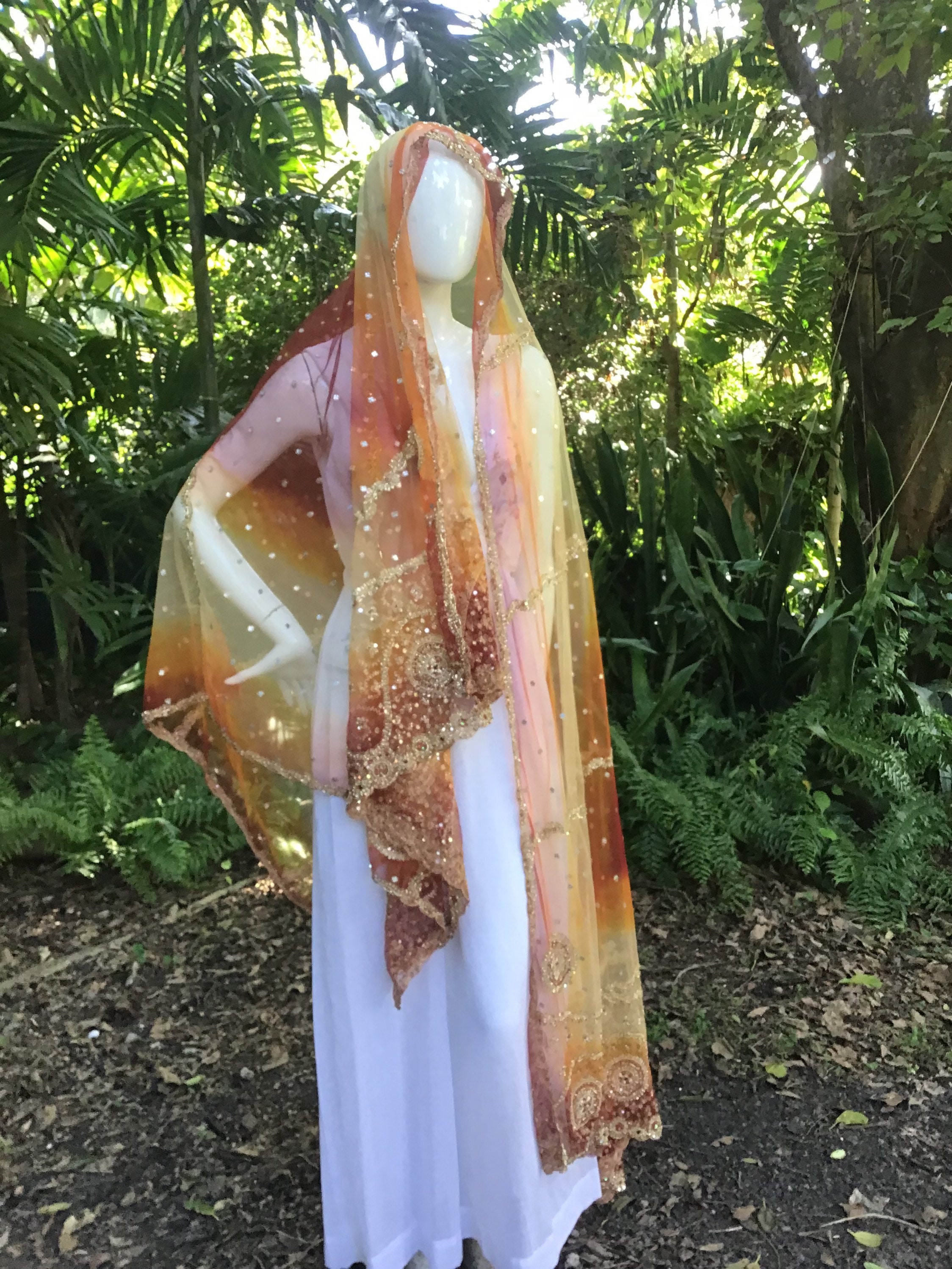 Vintage Netting Shawl With Gold Embroidery - Etsy