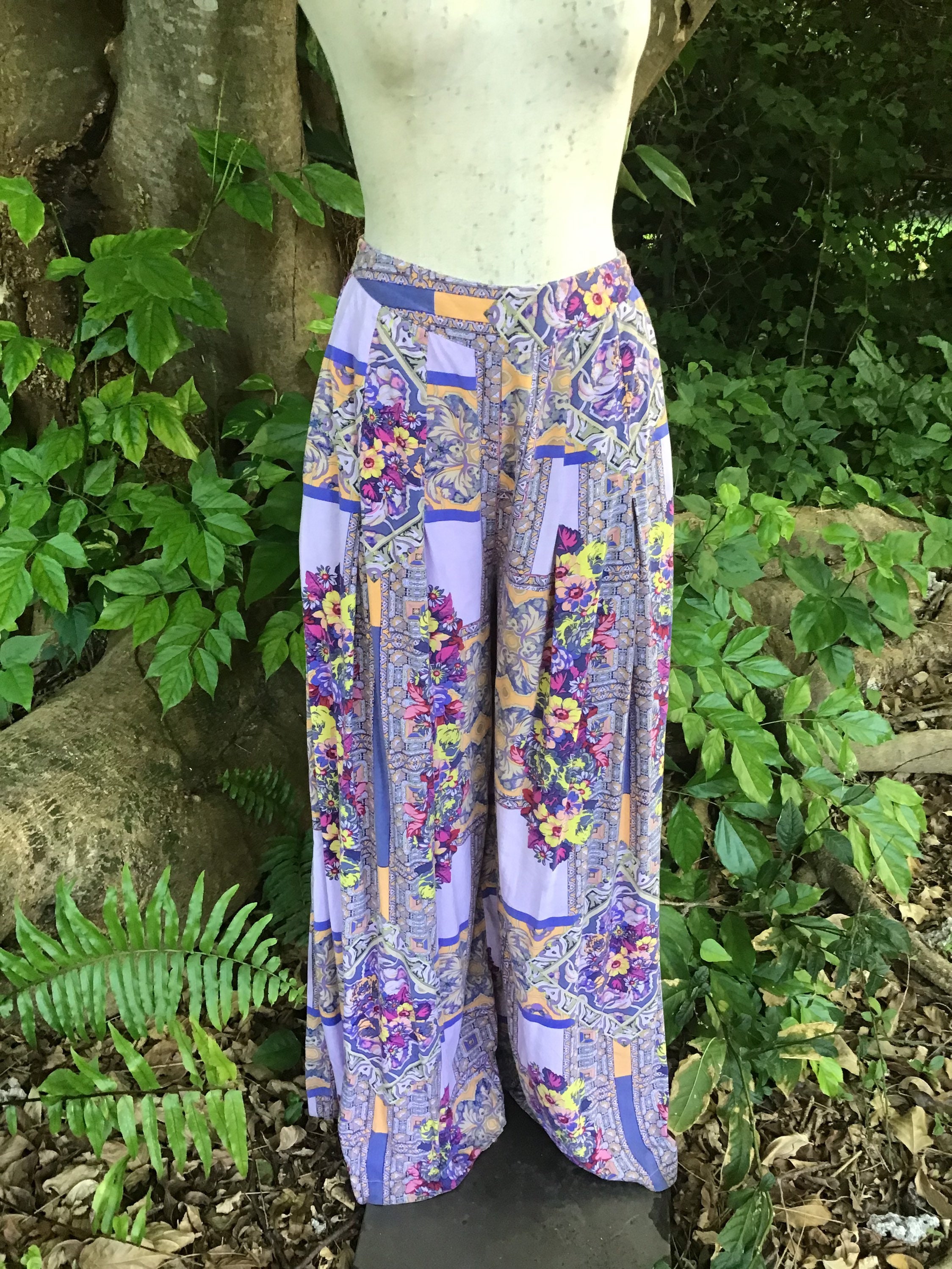 Vintage 70s Maxi Wide Leg Pants With Side Pockets - Etsy