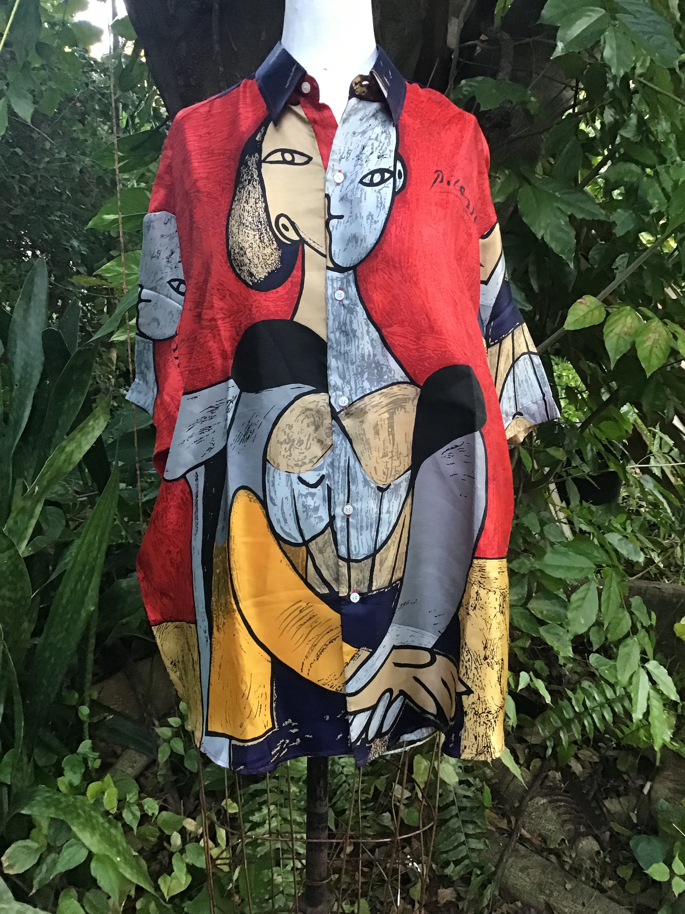 Pablo Picasso Print Silk Shirt - Etsy
