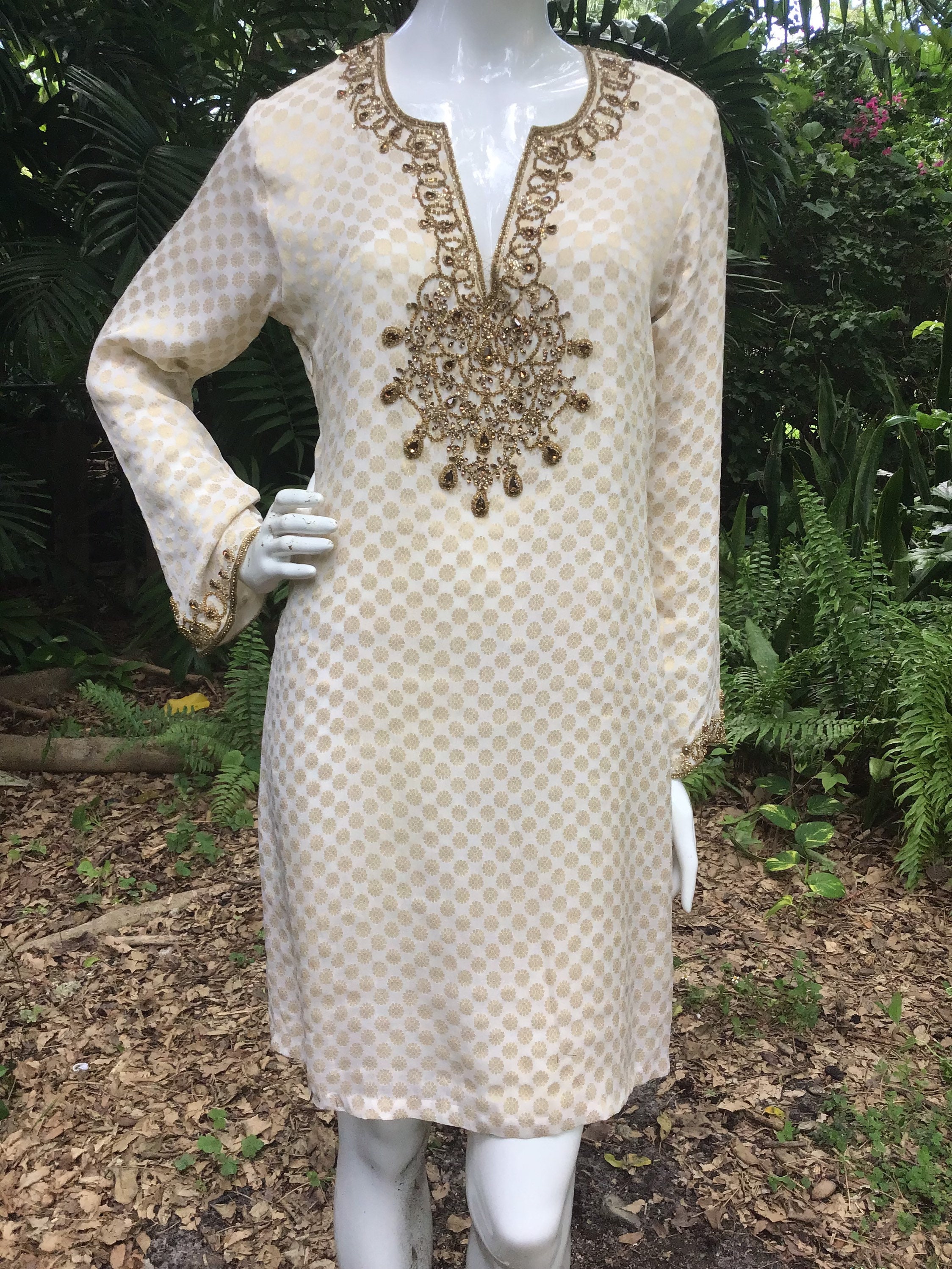 Vintage Silk Crystal Gold Tunic - Etsy
