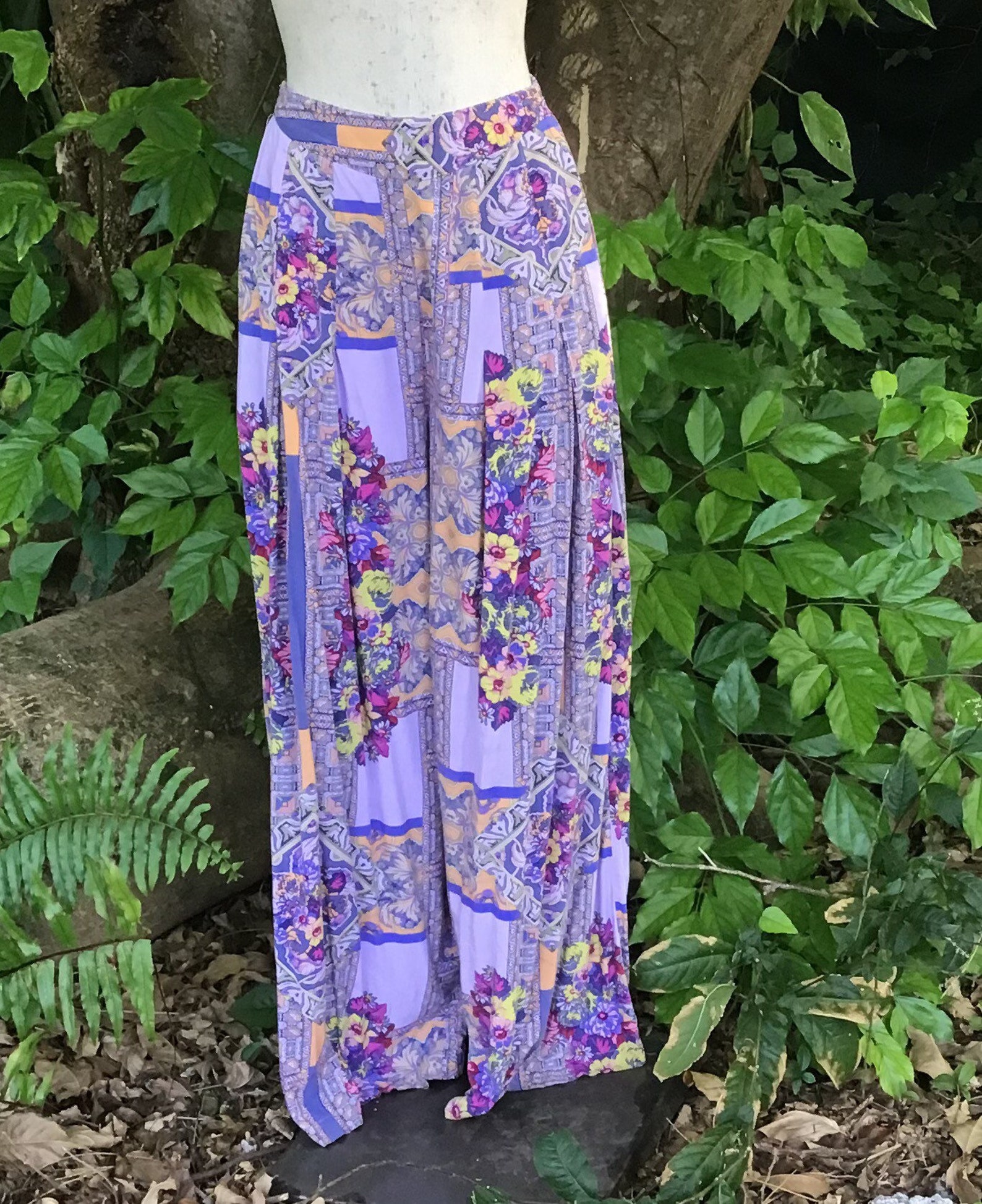 Vintage 70s Maxi Wide Leg Pants With Side Pockets - Etsy
