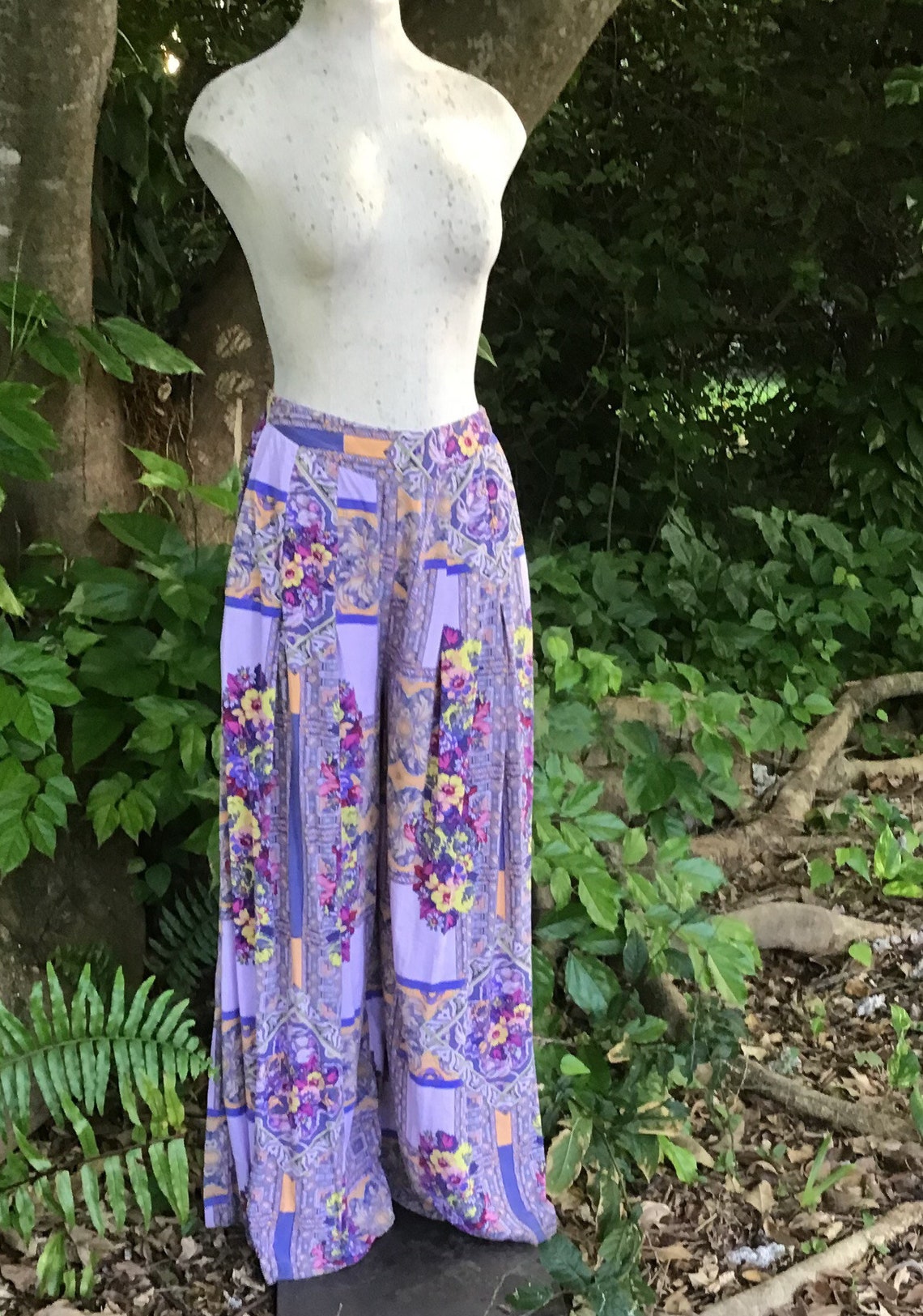 Vintage 70s Maxi Wide Leg Pants With Side Pockets - Etsy