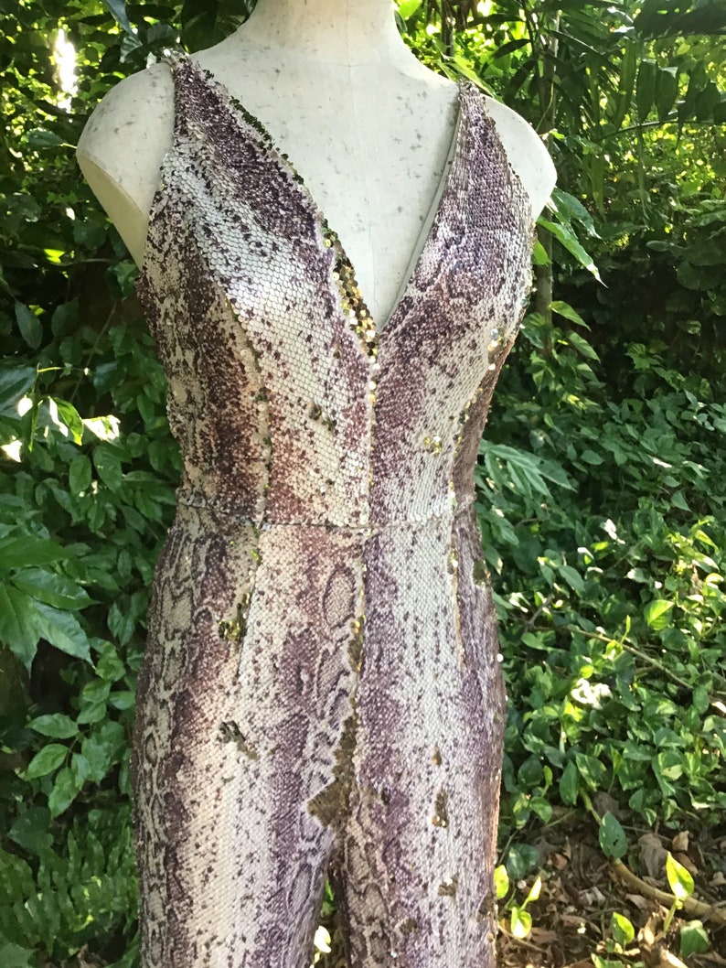 Vintage Jumpsuit With Sequins and Snake Motif - Etsy