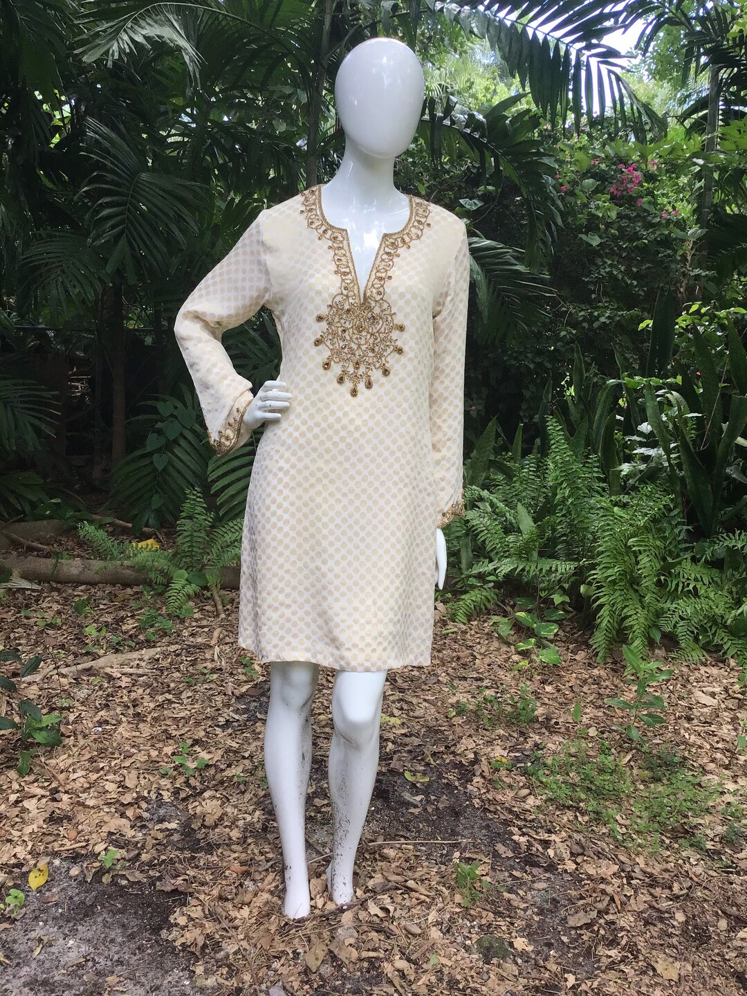 Vintage Silk Crystal Gold Tunic - Etsy