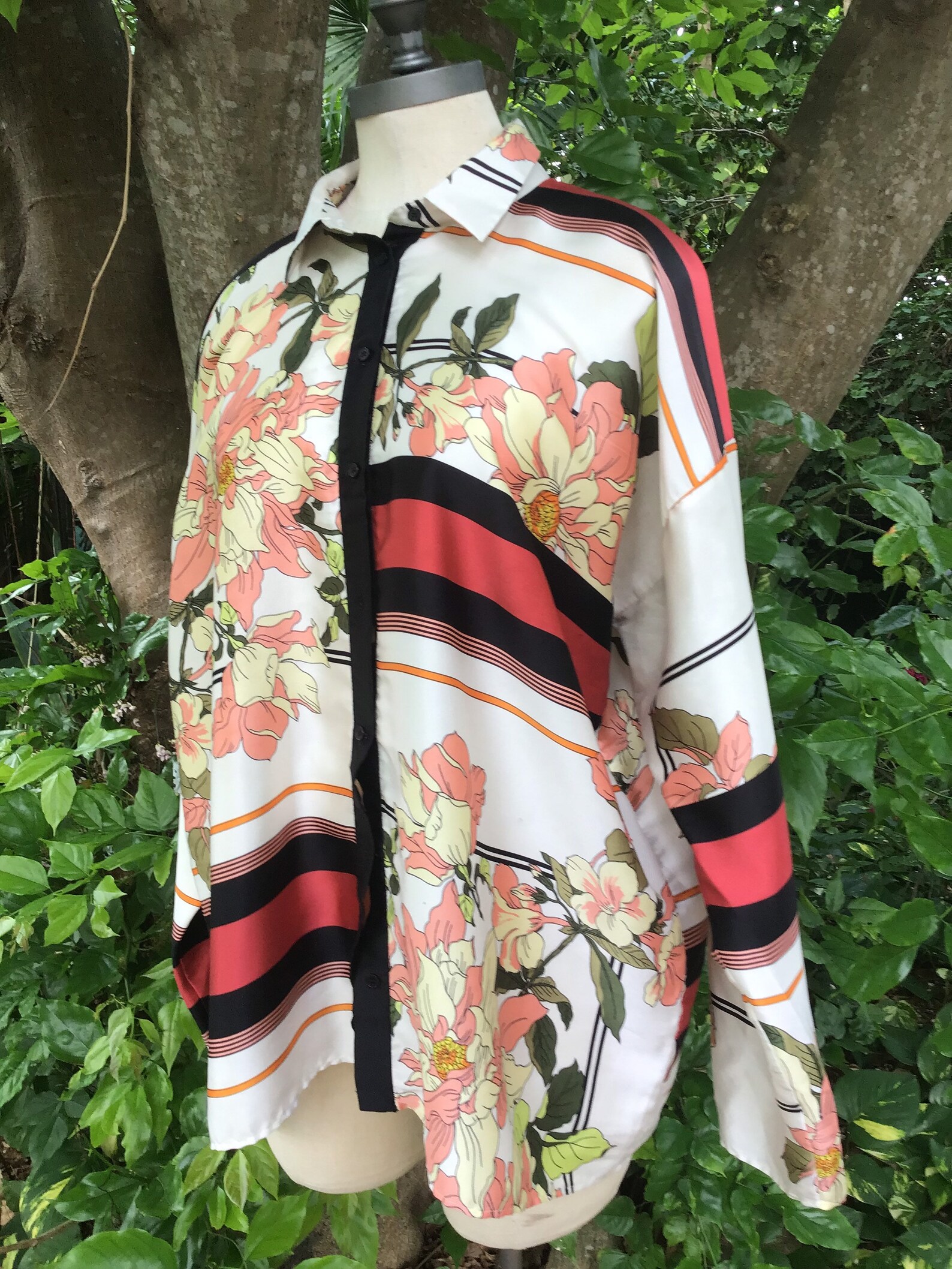 Vintage Zara Patterned Shirt - Etsy