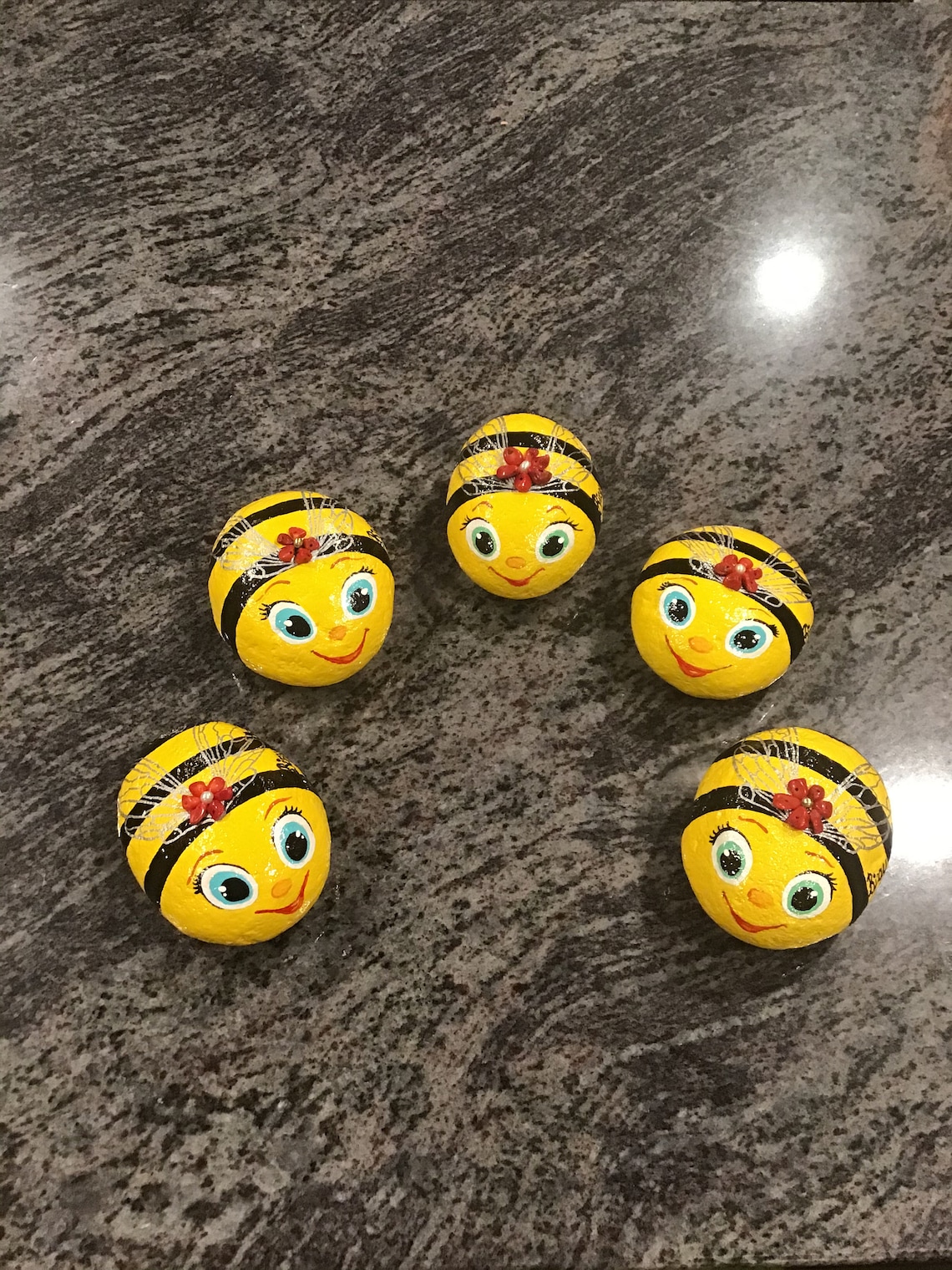 Bumblebee painted rocks. | Etsy
