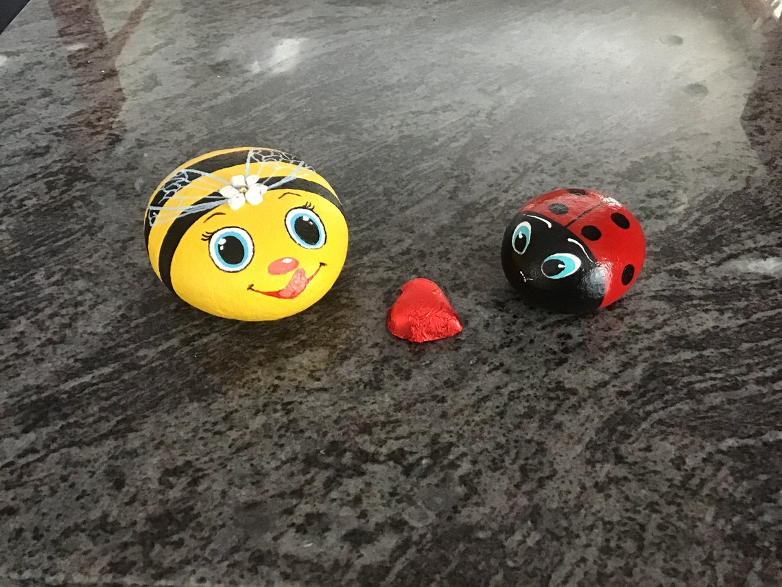 Rock Painted Lady Bugs. - Etsy