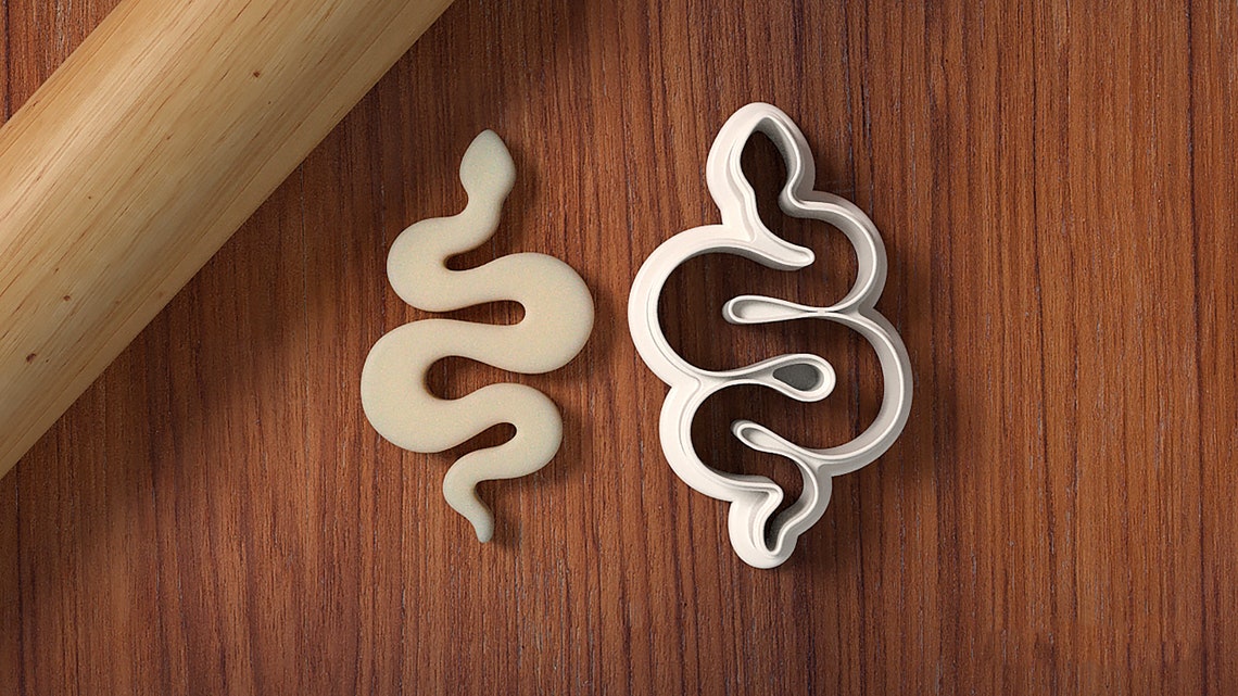 STL File Snake Cookie Cutter - Snake Earring - Worm Fondant Cutter ...