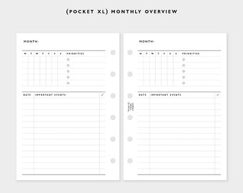 POCKET Size Monthly Printable Inserts | Etsy