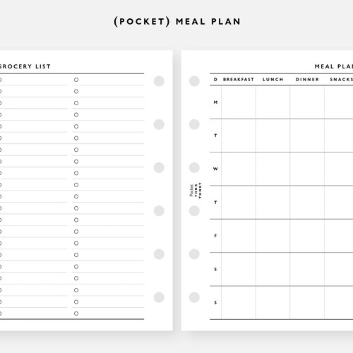 Pocket PRINTABLE Meal Plan Planner Insert - Etsy