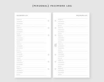 POCKET Size Password Log Printable Inserts - Etsy