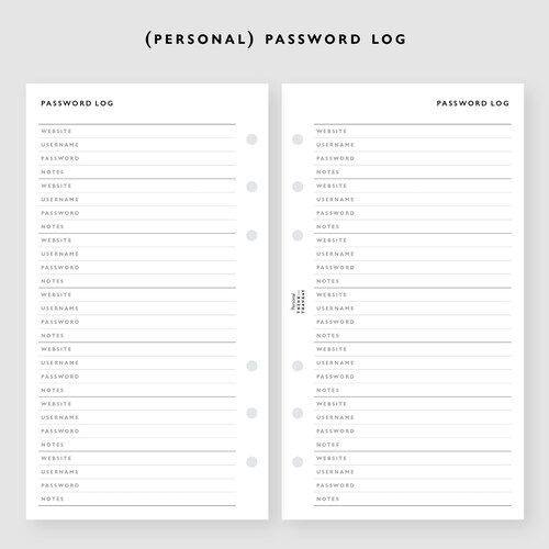 Printable Password Log Personal Planner Inserts Password - Etsy