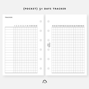 POCKET Size 31 Days Tracker Printable Inserts | Agenda Printable | Ring ...