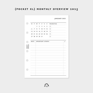 POCKET XL Size Monthly Overview Plan 2025 Printable Inserts - Etsy