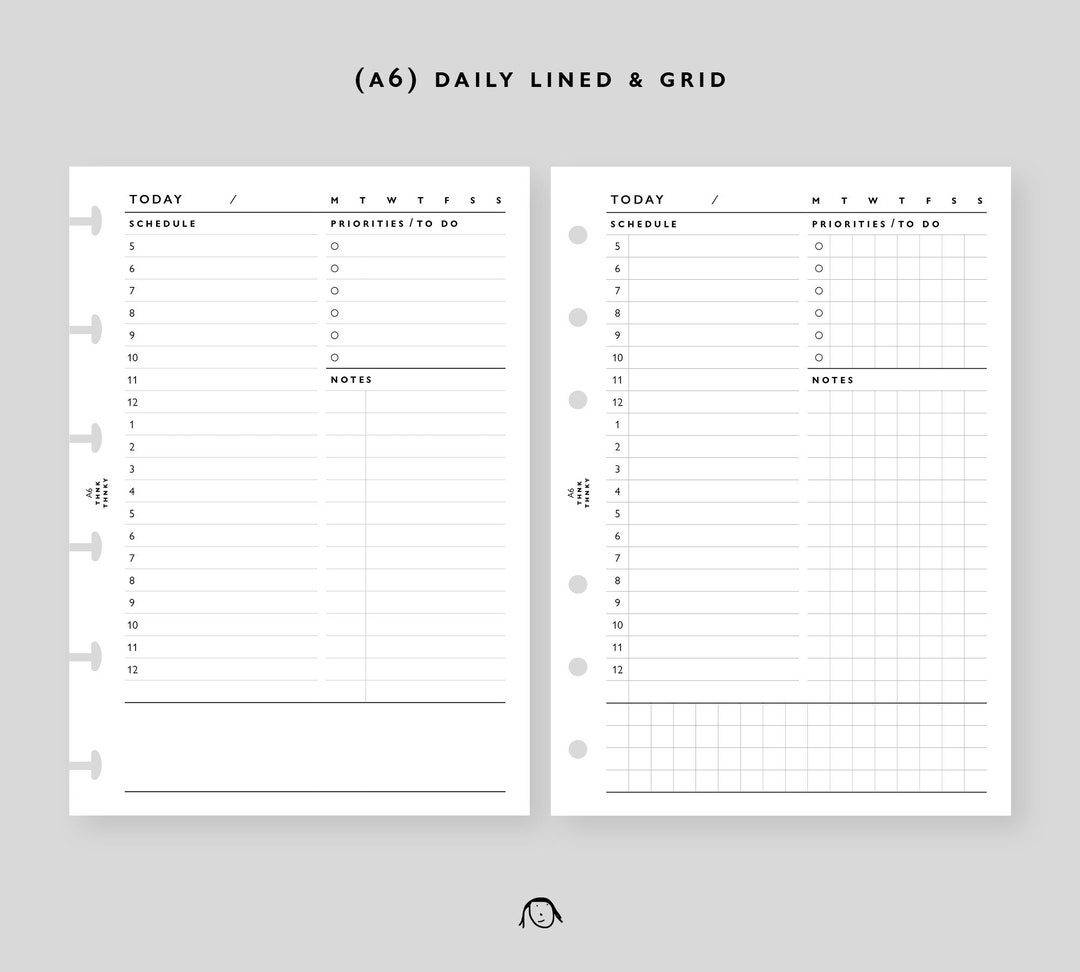 A6 Size Daily Plan Printable Inserts - Etsy