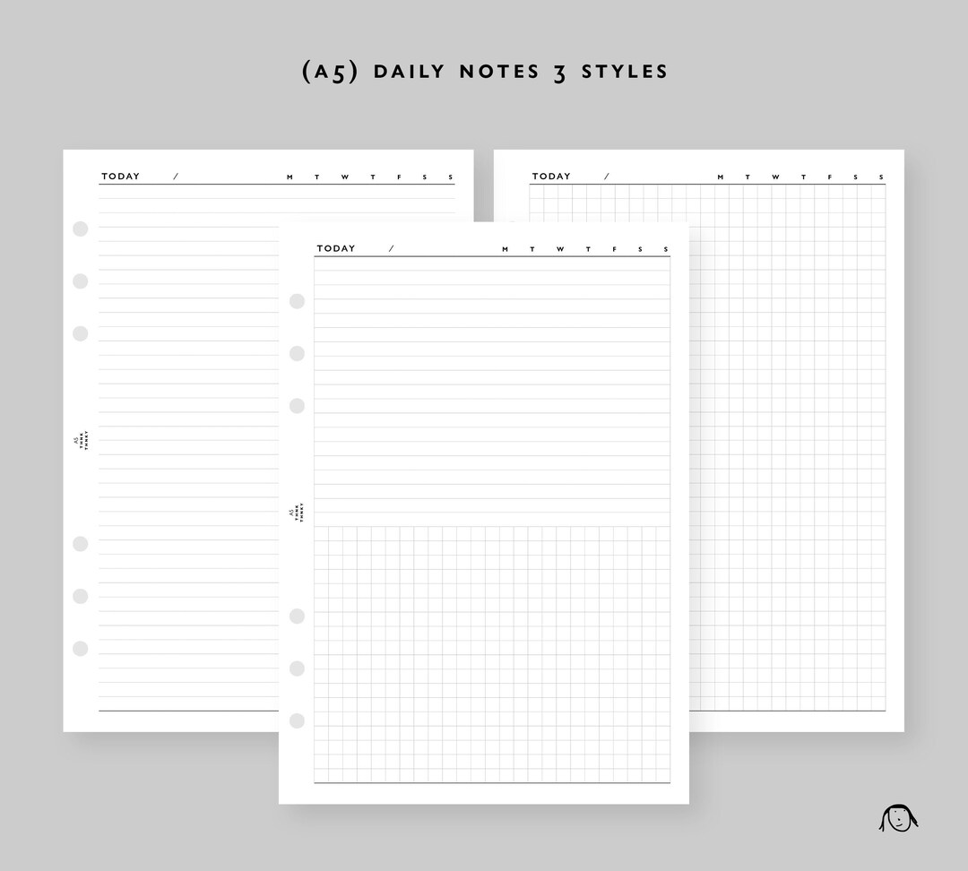 A5 Size Daily Notes 3 Styles Printable Inserts Etsy a5-size-daily-notes-3-styles-printable-inserts-etsy