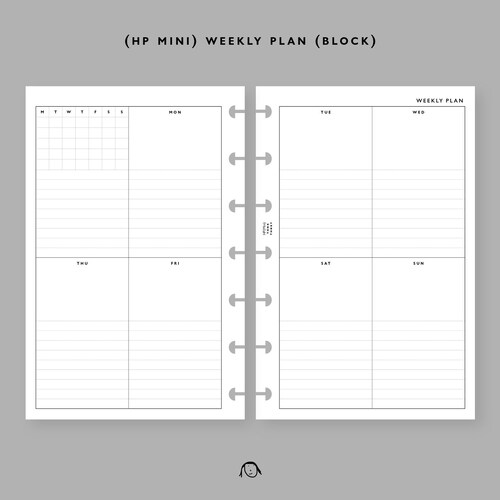 HP Mini Size Weekly 2D1P Printable Inserts - Etsy