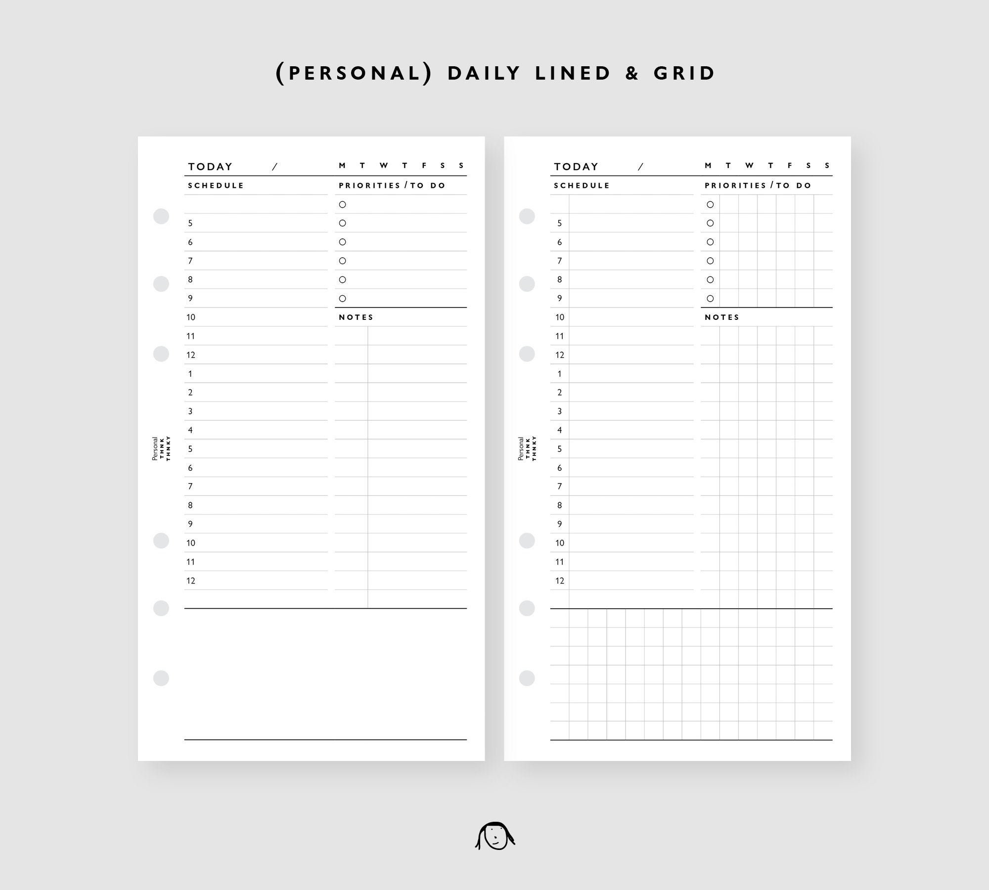 PERSONAL Size Daily Plan Printable Inserts / 2026 Planner / Agenda ...