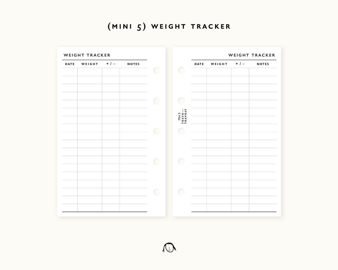 Mini 5 Ring Weight Tracker Printable Inserts / Health Tracker / Agenda ...