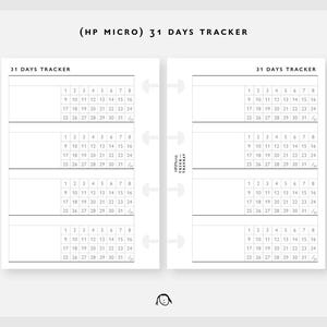 HP Micro Size 31 Days Tracker Printable Inserts / Happy Planner Micro ...