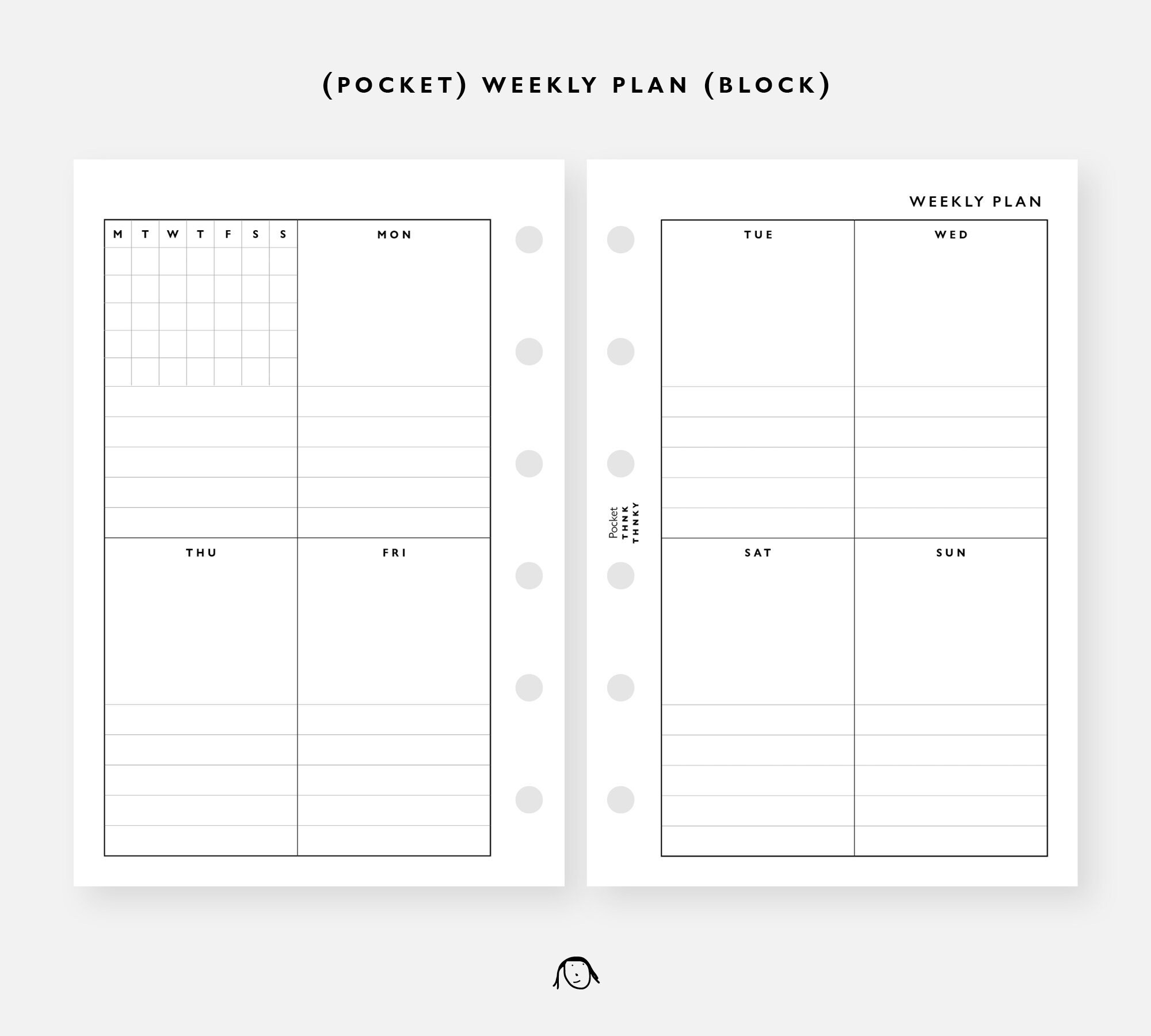POCKET Size Weekly Block Printable Inserts | Agenda Printable | Ring ...