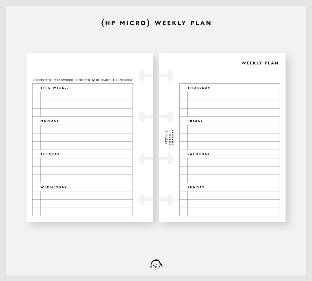 HP Micro Size Weekly Printable Inserts / Happy Planner Micro Size ...
