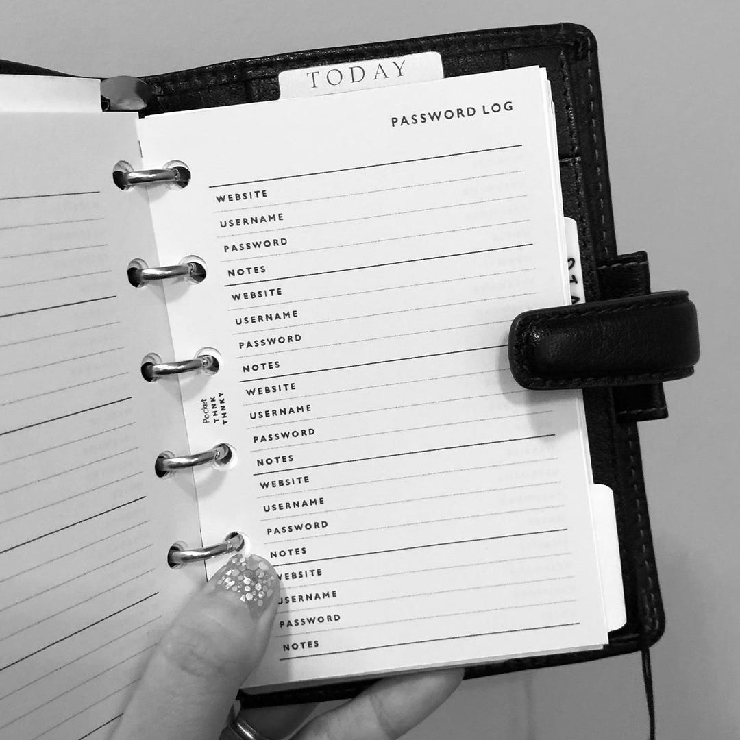 POCKET Size Password Log Printable Inserts - Etsy