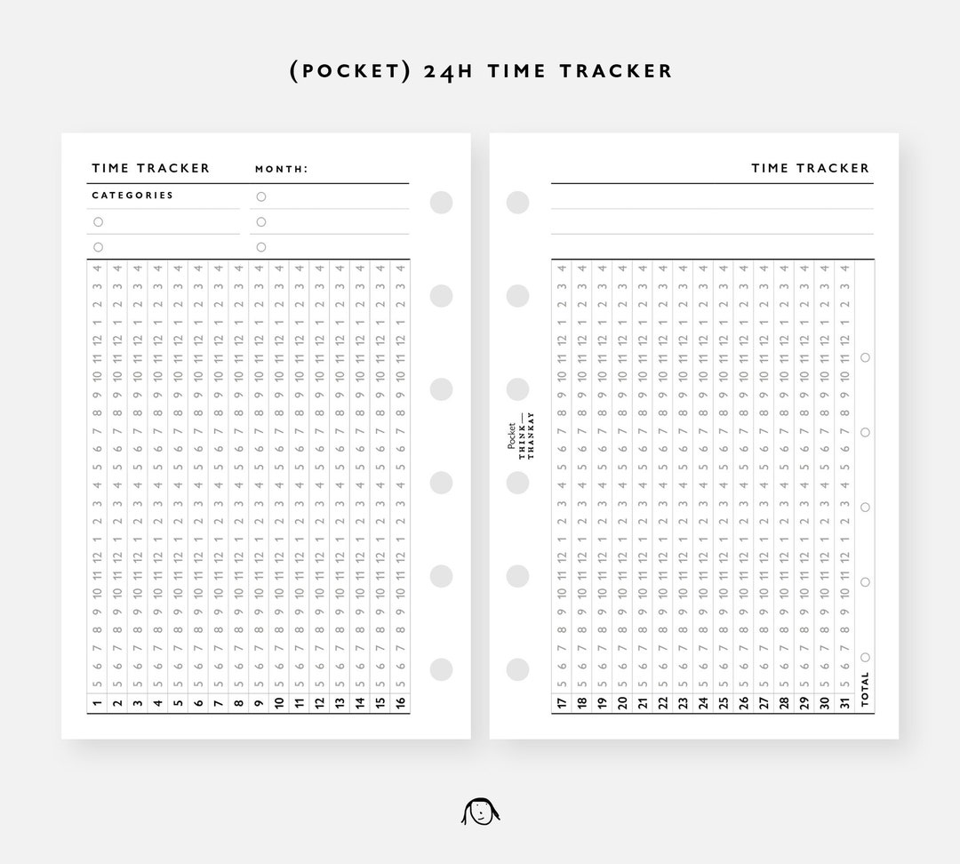 POCKET Size 24h Time Tracker Printable Inserts - Etsy