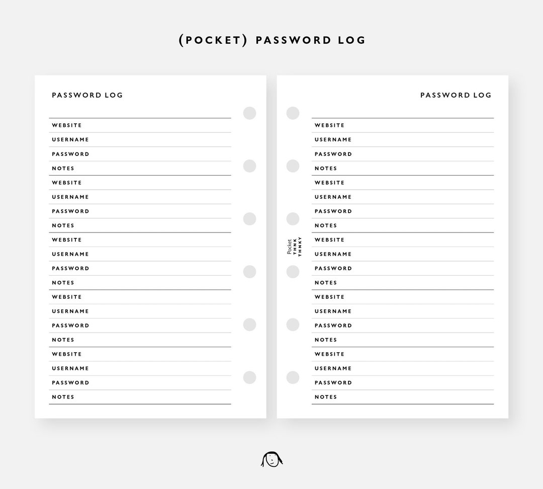 POCKET Size Password Log Printable Inserts - Etsy