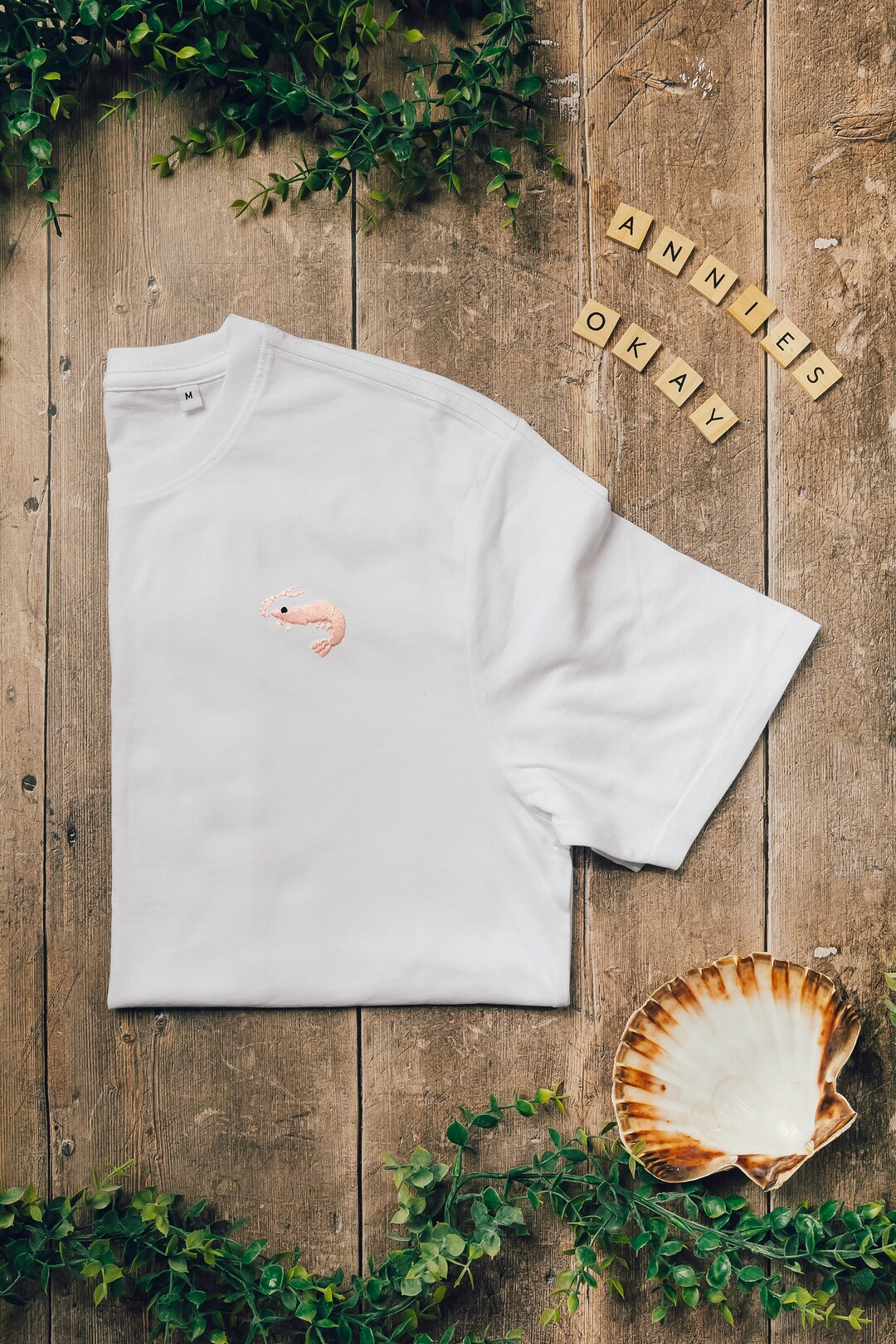 Unisex Embroidered Shrimp T-shirt - Etsy
