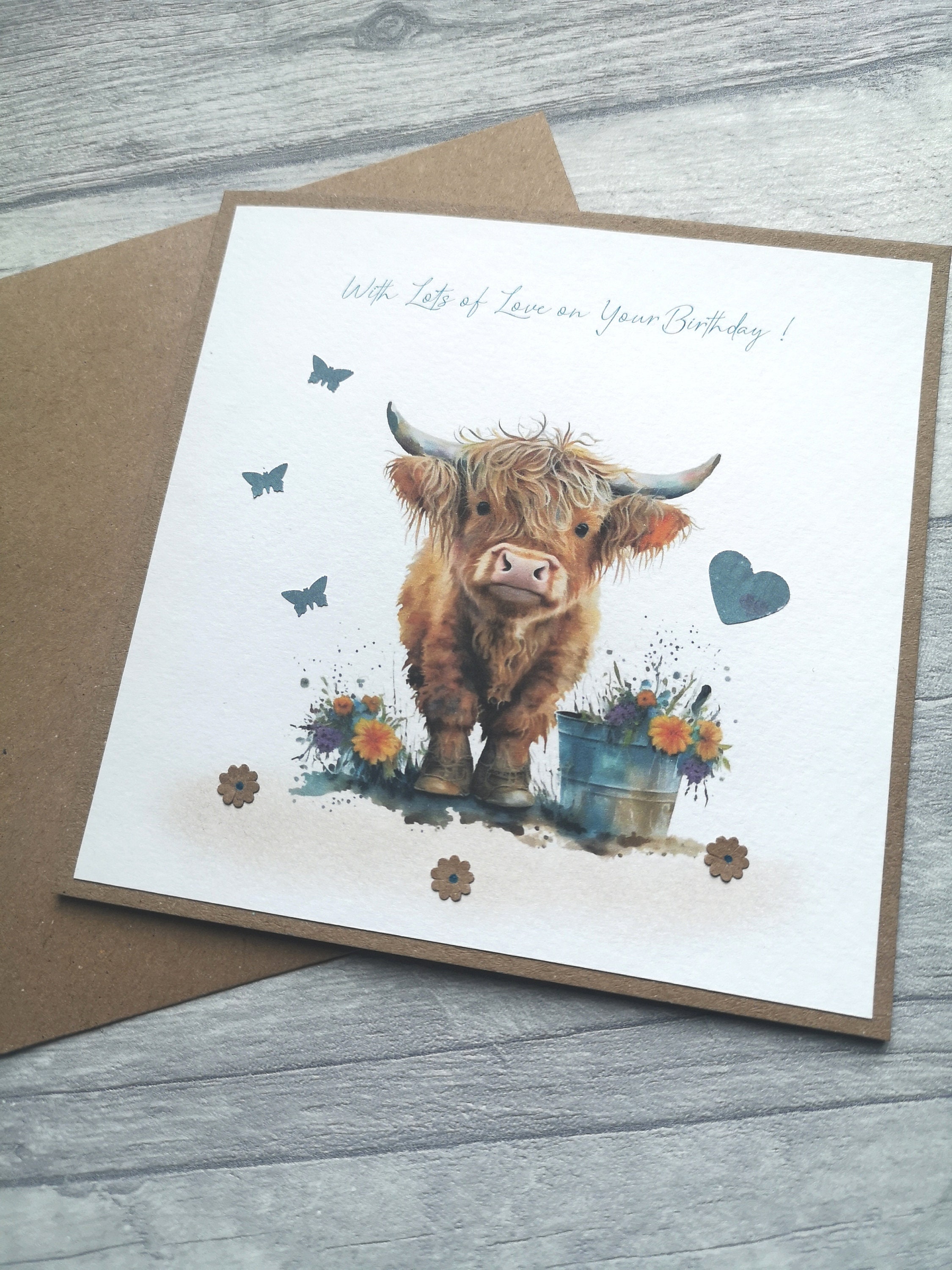 Personalised Birthday Card With Highland Cow, Highland Cow Birthday ...